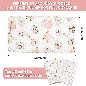 softan Baby Muslin Burp Cloths, 100% Cotton Baby Washcloths, 6-Layer, Super Absorbent Bath Towel or Burp Cloths for Baby Girl Boy, Great Gift for Newborn Baby, 10 x 20 inch, 4 Pack, Unicorn & Star