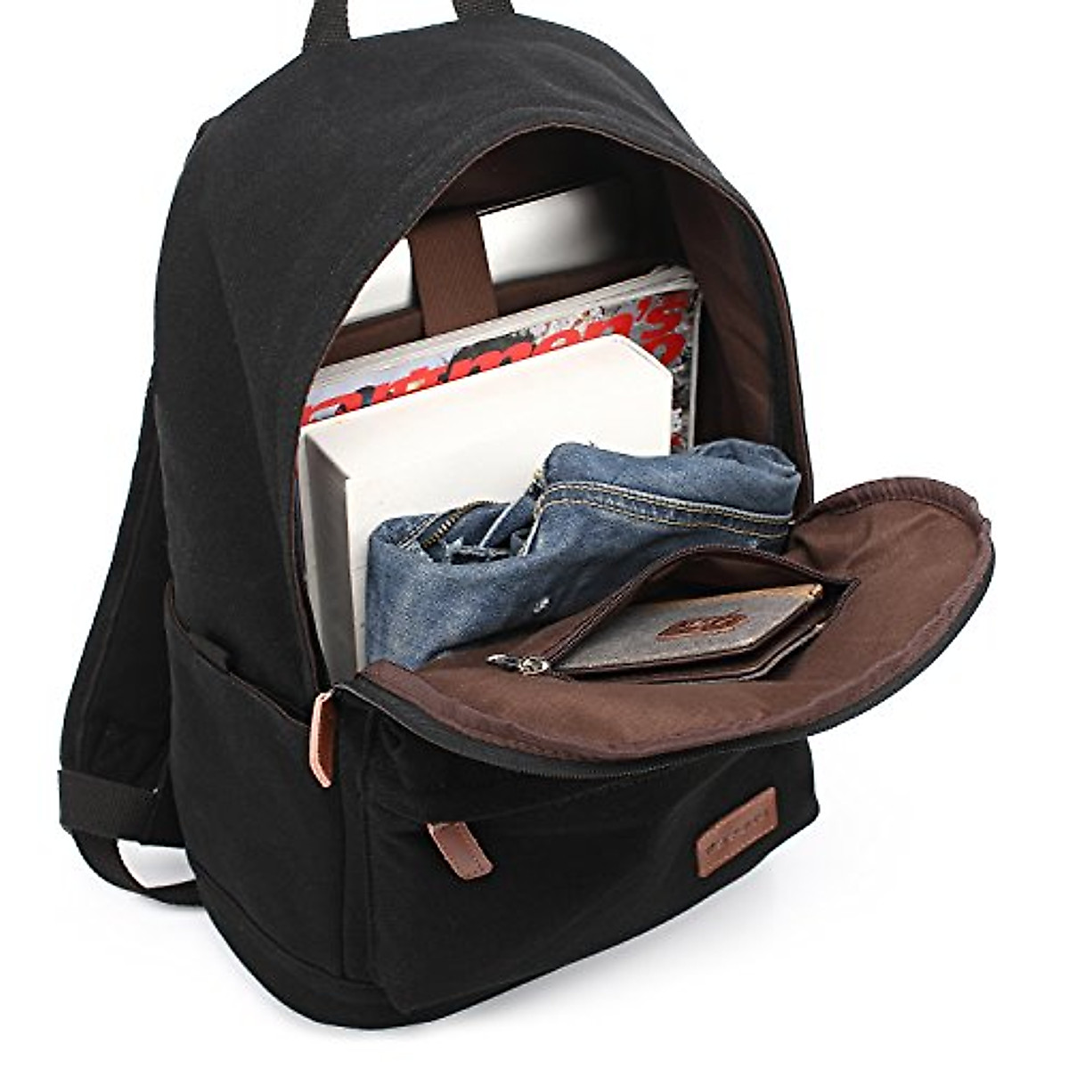 KAYOND Casual Style Lightweight canvas Laptop Bag/Durable Travel backpacks/Rucksack for Men&Women/Fashion Backpack Fits 15 inch Notebook (Black)