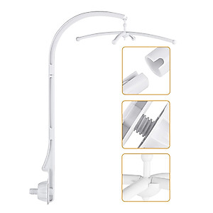 Crib Mobile Arm 26.77 Inch Baby Crib Mobile, Mobile Arm for Crib, ABS Plastic Infant Music Box Holder Arm Bracket for Bed Holder or Baby Bed Toy Decoration Holder,White