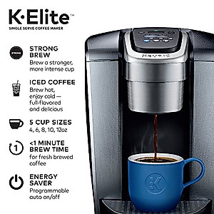Keurig K-Elite Coffee Maker, Single Serve K-Cup Pod Coffee Brewer, With Iced Coffee Capability & 3-Month Brewer Maintenance Kit Includes Descaling Solution, Water Filter Cartridges & Rinse Pods