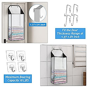 MaxGear Hanging Laundry Hamper, Over the Door Hamper with 2 Kinds of Hooks for Dirty Clothes Organizer, Mesh Wall Hanging Laundry Basket with Zipper for Bathroom, Wardrobe, Dormitory (Black-2 Pack)