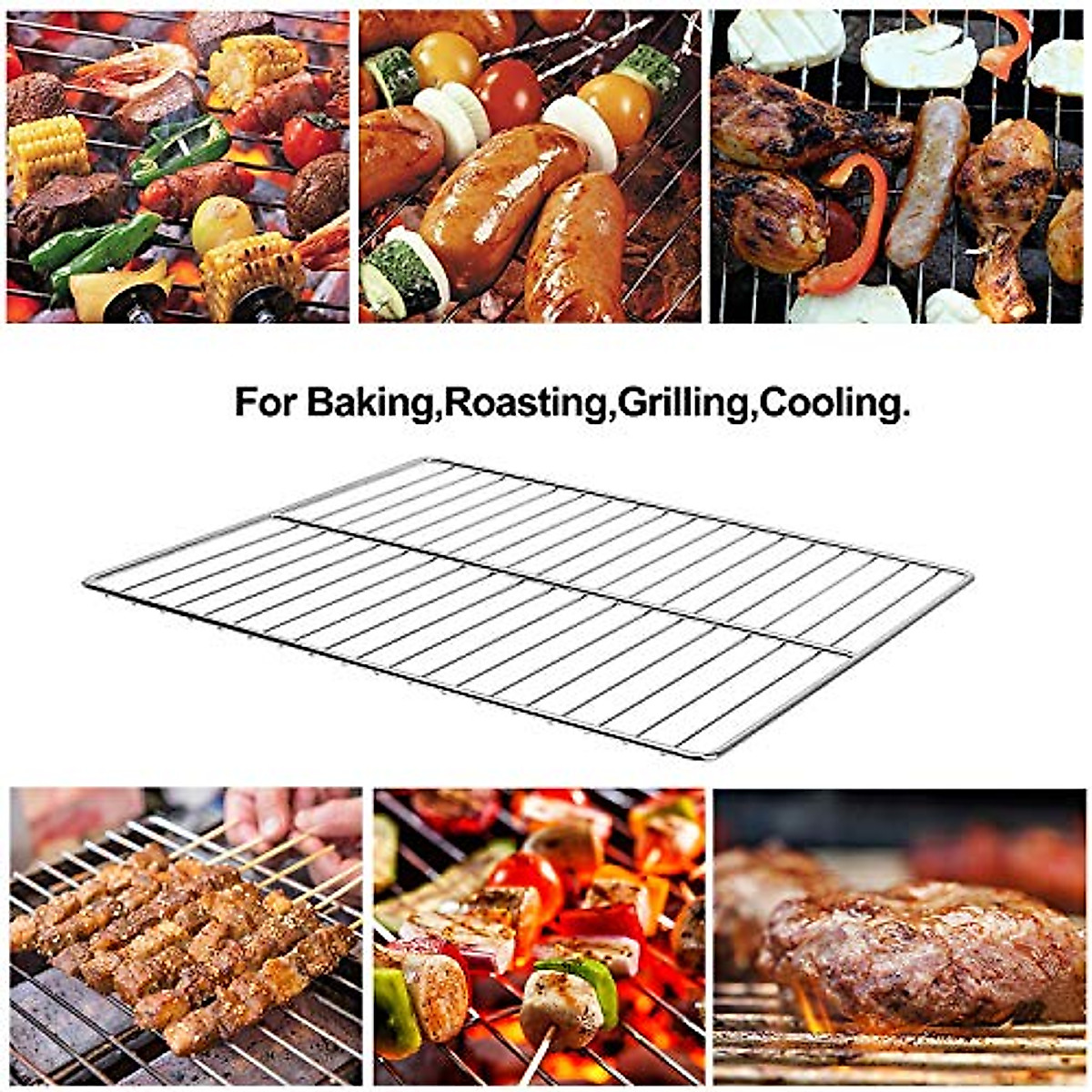 LANEJOY BBQ Grill Grates Replacement, Stainless Steel Barbecue Wire Mesh, Multifunction Cooking Grate for Outdoor Grill 2 Pack （15 3/4''*11 13/16''）
