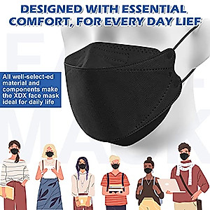XDX 100 Pack Black Disposable Face Masks, 4 Layers Black Masks Individually Wrapped for Women and Men, Breathable and Comfortable Adult Masks – for Office, Outdoor, Daily Use