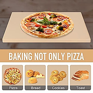 Mepple Pizza Stone for Oven Grill 12x15" Baking Stone with Scraper Perfect for Pizza Bread BBQ, Thermal Shock Resistant Rectangle