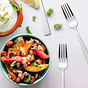 faderic Dinner Forks Set of 6, Table Forks, Flatware Forks Stainless Steel Forks,8-Inch,Silver, Square handle