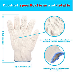 Heat Resistant Gloves - EN407 Certified 932°F Oven Gloves, Cut-Resistant Grill Gloves, Cooking Gloves for BBQ, Grilling, Baking, Cutting, Welding, Smoker Fireplace, 1 Pair (2 Pieces Set), White