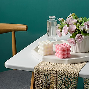 Pack of 2 Bubble Candles - Smokeless Cubed Soy Scented Candles, Aesthetic Home Decor Candles, Home Use and Gifting (White + Pink)