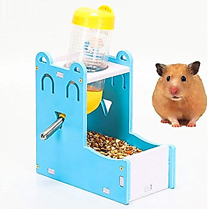 2 in 1 Hamster Hanging Water Bottle Small Animal Auto Dispenser with Base for Hamster Rat Gerbil Mouse Chinchillas Squirrel Guinea Pig Cage Toy