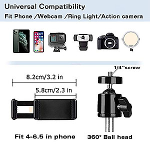 Overhead Video Mount Articulating Arm,Cell Phone Holder, Webcam Stand Lazy Desk Arm Clamp Desktop Suspension Scissor Accessory for Flat Photography Videography Recording Livestream（Black）