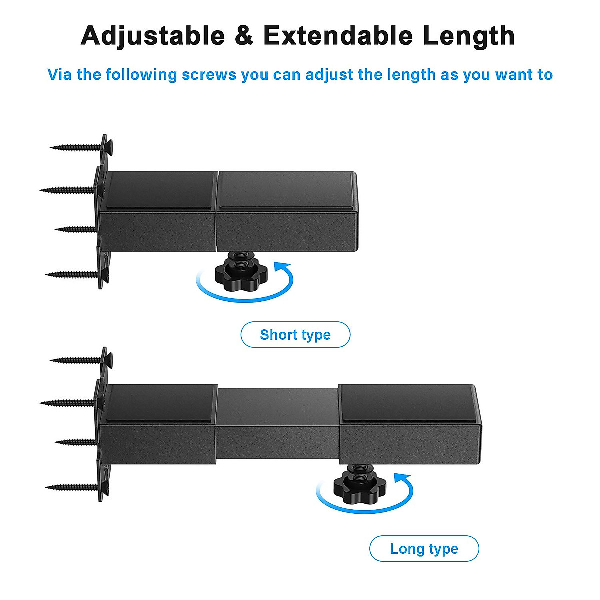 Adjustable Universal Soundbar Mount Bracket Shelf- Extends 4.92" to 7.09" Sound Bar Mount for Samsung, Onn, Roku, JBL, Vizio, Sony, Bose and More Brands, Soundbar Wall Mount Mounting Brackets Kit