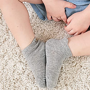 ZAPLES Baby Non Slip Grip Ankle Socks with Non Skid Soles for Infants Toddlers Kids Boys Girls, Assorted 9 Pack, 12-36 Months