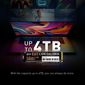 Silicon Power 2TB US75 Nvme PCIe Gen4 M.2 2280 SSD R/W Up to 7,000/6,500 MB/s, Compatible with PlayStation 5 (SP02KGBP44US7505)