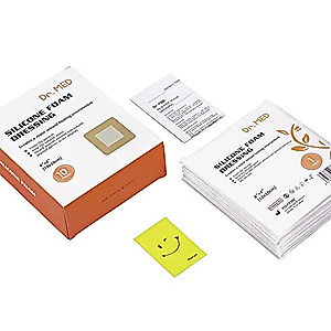 Dr. Med Silicone Foam Dressing with Gentle Adhesive Border 4"x4", 10 Individual Pack, Painless Removal High Absorbency Bed Sore Wound Bandage, for Pressure Sore, Diabetic Ulcer, Leg Ulcer and Burns