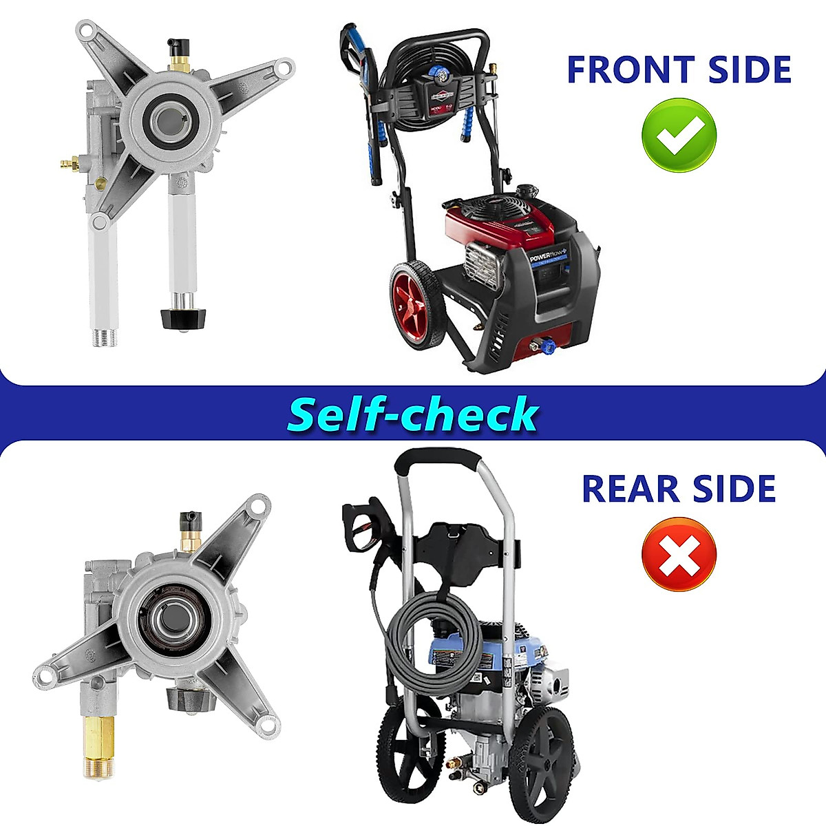 Pressure Washer Pump 7/8" Shaft Vertical, 3000 PSI, 2.4 GPM Power Washer Pump Replacement, Fits Troy Bilt Srmw22g26-EZ Craftsman,Front Facing Inlet Outlet…