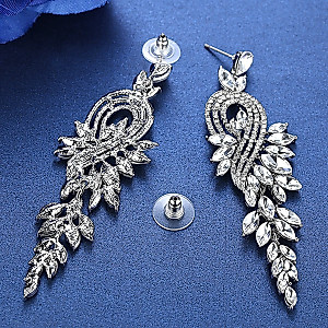 mecresh Silver Marquise Crystal Bridal Chandelier Dangle Earrings Ladies Gifts