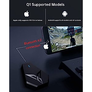 MODJUEGO Keyboard Mouse Converter-Q1 Portable Mobile Gaming Adapter for PUBG Android IOS Mobile Phone Gaming（Note: Not applicable to IOS 13.4 and above）