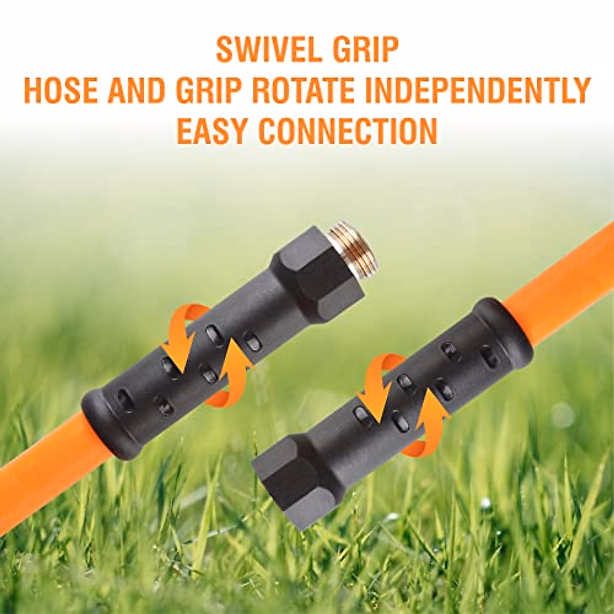 Tahoe Trails Hybrid Flex Garden Water Hose 5/8" x 50 ft, with Swivel Grips and Solid Brass Fittings, Extreme All Weather Flexibility