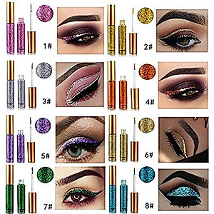 10 Colors Liquid Glitter Eyeliner Metallic Shimmer Glitter Eyeshadow Pigment Eyebrown Shimmer Waterproof Face Lips Art for Party Festival Makeup