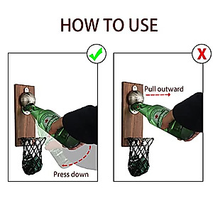 WeGang Magnetic Beer Bottle Opener, Retro Wall Mounted Bottle Opener with Cap Catcher Basketball, for Men, Women, Home Indoors, Outdoors, Bar, Party,Gift