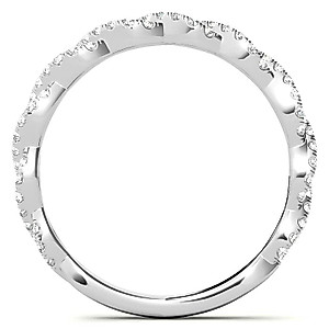 Excellent Round Brilliant Cut 0.38 Carat, Moissanite Diamond Promise Band, Prong Set, Eternity Sterling Silver Band, Valentine's Day Jewelry Gift, Customized Band (4)