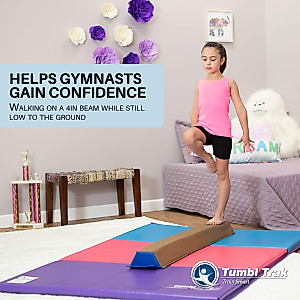 Tumbl Trak 4ft Sectional Gymnastics Training Floor Balance Beam (2 Pack), colors may vary