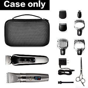 Case Compatible with Hair Clipper Barber, Trimmer Travel Storage Organizer for T Finisher Liner, Comb Cutting Guide, Clipper Blade Oil, Cleaning Brush and Other Grooming Kit - Black Case+Black Zipper
