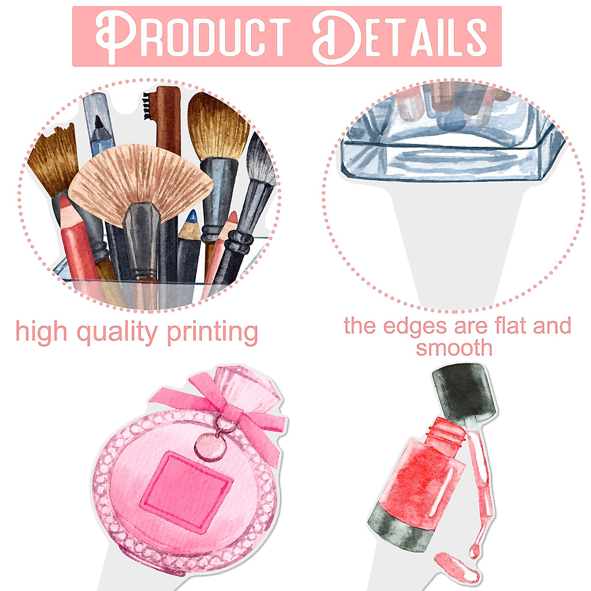 48Pcs Makeup Cupcake Toppers Spa Makeup Birthday Party Decorations Cosmetics Lipstick Eyelashes Perfume Theme Cupcake Picks Decorations for Girls Women Birthday Party Party Bridal Shower Supplies