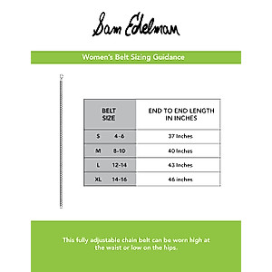 Sam Edelman Women's Fully Adjustable Double-E Logo Chain Link Dress Belt, Gold, Medium