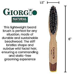 Giorgio G87 2.5 Inch Gentleman's Tokyo Folding Pocket Comb, Flexible Men's Hair, Beard and Mustache Pocket Comb. Hand-Made of quality Durable Cellulose Acetate + GBRD1 6 Inch Beard and Mustache Brush
