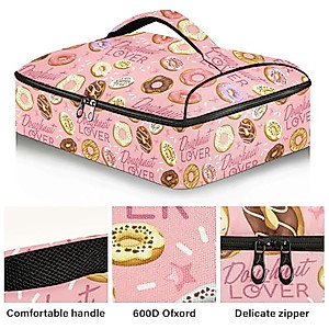 Kcldeci Insulated Thermal Food Carrier Insulated Casserole Carrier for Hot or Cold Food,Doughnut Insulated Tote Bag for Potluck Cookouts Parties Picnic,Lasagna Lugger