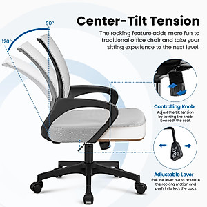 Topeakmart Executive Office Chair Computer Desk Chair Office Task Chair Study Work Chair Managerial Chair for Home Office Student Study Conference Room, Grey