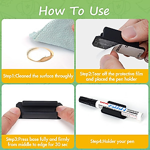 ZFbuhuo 10 PCS Pen Holder for Desk, Adhesive Pen Holder for Classroom Clipboard Attachment, Silicone Pencil Holder & Marker Holder for School Office Desk Accessories,Teacher Supplies(Black)