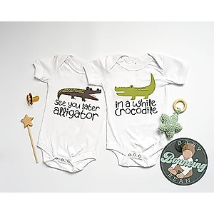 See you later alligator, in a while crocodile funny baby boy girl bodysuits twin set (2T/3T Shirt)