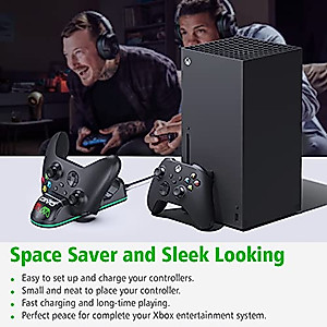 OIVO XSX Controller Charger Station with 2 Packs 3360mWh Rechargeable Battery for Xbox Series X/S/One/Elite/Core Controller, Charging Dock with 4 Packs Covers
