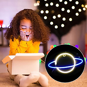 iceagle Neon Signs-Planet Neon Sign|Led Neon Light neon Wall Signs|Battery & USB Powered Light Up Wall Decor|Neon Sign for Bedroom Party Wedding Kids Girls Boy Room,Warmwhite&Blue