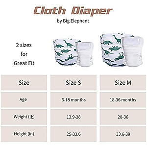 BIG ELEPHANT Baby Cloth Diaper Cover - 4 Pocket Diaper Case with 4 Color Changing Inserts Adjustable Reusable 18-36 Month