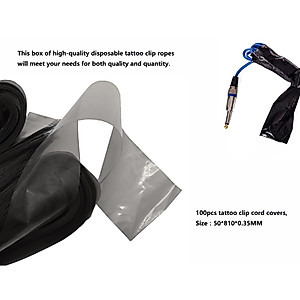 HuoHuo 100PCS Clip Cord Sleeves,Box Plastic Clip Cord Sleeves black,Disposable Hygiene Clip Cord Covers,One Box of 100PCS Plastic black Clip Cord Sleeves,Machine Bags(Black)