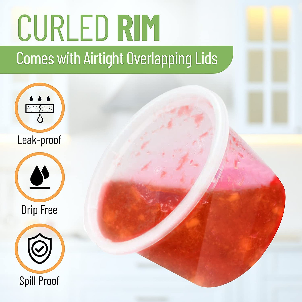 BESTYTY Deli Containers With Lids (24 Pack, 16 oz) Soup Containers Microwavable, Non Spill, Reusable BPA-Free Plastic Storage Containers For Soups, Snacks, Salads