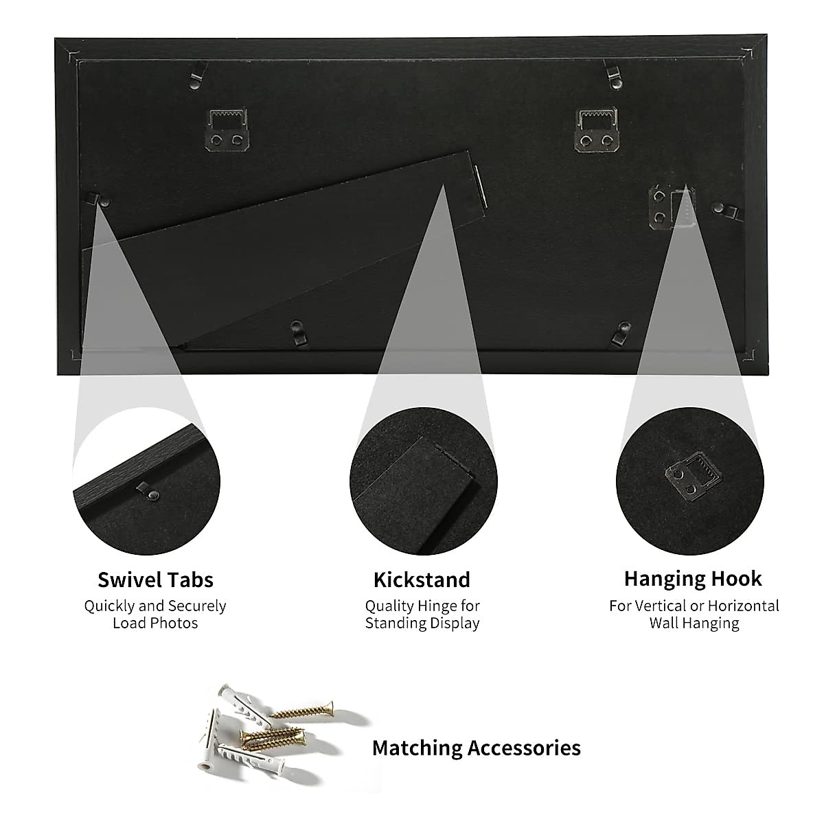 UMICAL 5x7 Picture Frame 2-Opening Collage Picture Frames Gallery Style Black Wood Landscape Photo Frames with HD Plexiglass for Tabletop Stand and Wall Mounting