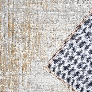 jinchan Area Rug 4x6 Abstract Sketch Distressed Taupe Multi Print Non-Slip Washable Rug Bedroom Thin Rug Colorful Overdyed Mat Kitchen Rug Contemporary Carpet Living Room Play Mat