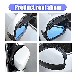 Jawmoy 2 PCS Car Rear Vision Mirror Rain Eyebrows, Thickened Carbon Fiber Rainboard, Rearview Mirror Visor Guard, Suitable for External Accessories for Most Cars (Black)