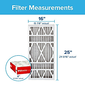 Filtrete ADP01-2PK-2 16x25x4 AC Furnace Air Filter, MPR 1000, Fits Honeywell and Lennox Devices, Micro Allergen Defense Deep Pleat, 2-Pack (Actual Dimensions 15.88 x 24.56 x 4.31), 2 Count