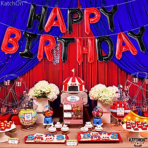 KatchOn, Red and Black Happy Birthday Banner - 16 Inch | Red and Black Birthday Decorations | Red and Black Happy Birthday Balloons Letters for Red And Black Party Decor | Happy Birthday Decorations