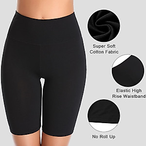 K-CHEONY High Waisted Biker Shorts for Women Slip Shorts Cotton Boy Shorts Tummy Control Yoga Workout Shorts, Black, X-Large