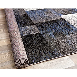 Rugshop Modern Distressed Boxes Area Rug 5' x 7' Blue