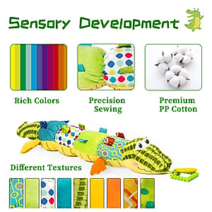Jollybaby Baby Toys, Tummy Time Baby Toys with Rattles, Crinkle, Newborn Baby Musical Toys for Infant 0 3 6 9 12 Months Boys & Girls-Alligator