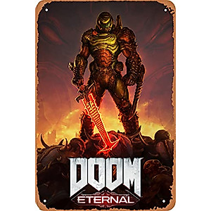 Doom Eternal Game Poster Game Room Wall Decor Tin Metal Sign Metal Poster 8X12Inch