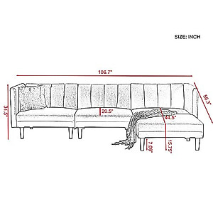 Reversible SECTIONAL Sofa Sleeper with 2 Pillows Dark Green Velvet