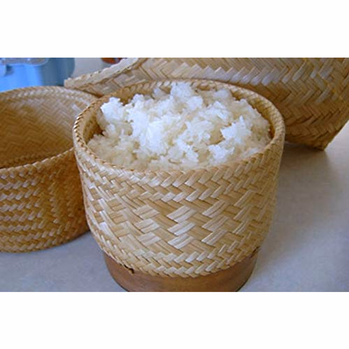 Handwoven Handmade Sticky Rice Serving Basket from Natural Bamboo Size 8x8x8 inches