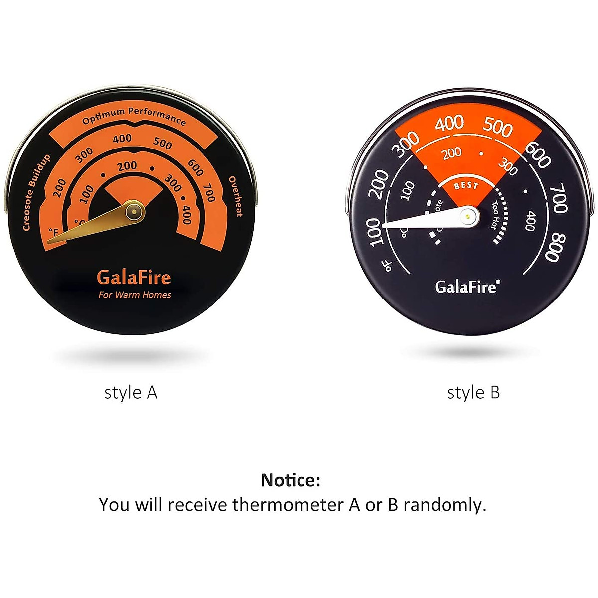 GALAFIRE 4-Blades Heat Powered Wood Stove Fan + Magnetic Thermometer, 122°F Start Non-Electric Eco Fireplace Fan for Gas/Pellet/Log/Wood Burning Stoves, Silent Operation, 2-Years, V466, Black